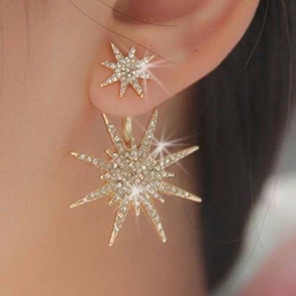 Jewelry | 1 Pair Crystal Rhinestone Dangle Star Earrings | Poshmark